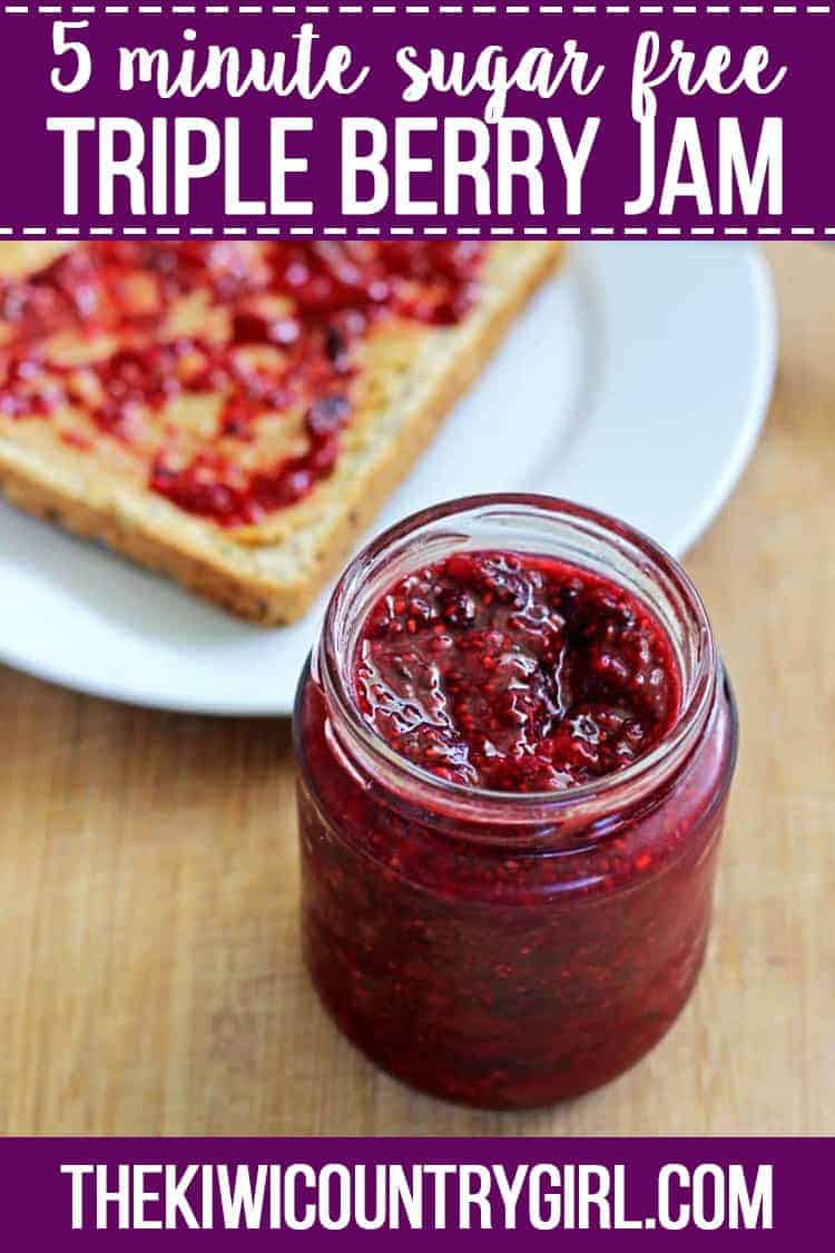 5 Minute Triple Berry Jam (Sugar Free) - The Kiwi Country Girl