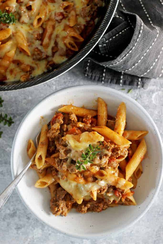 Cheesy One Pan Mince Pasta - The Kiwi Country Girl
